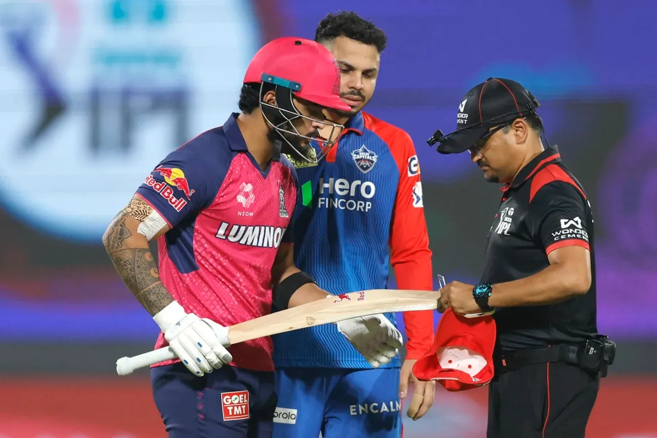IPL 2025: Watch as Riyan Parag argues with umpire after bat fails guage ...